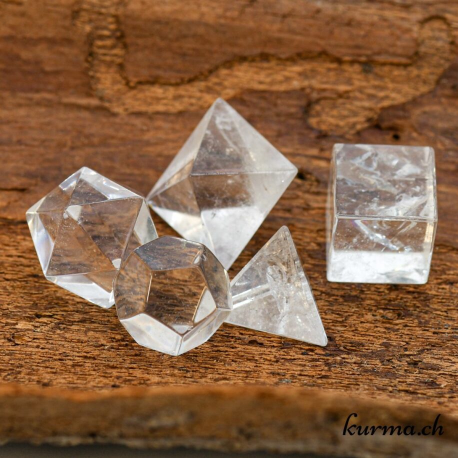 Solides de Platon Cristal de roche • Géométrie sacrée