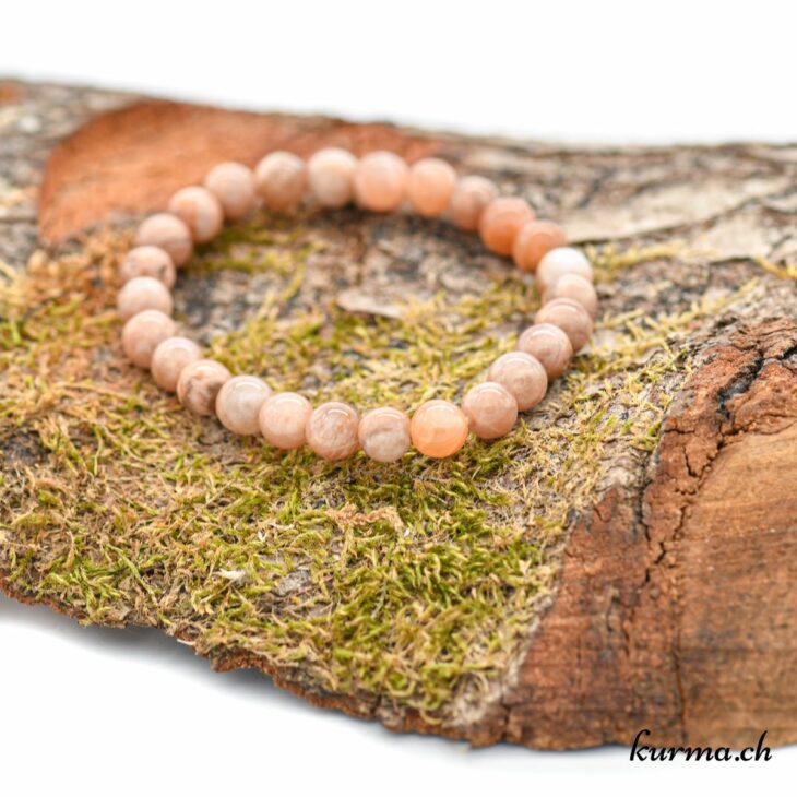 Bracelet Pierre de lune pêche 8mm • Kûrma, shop de minéraux