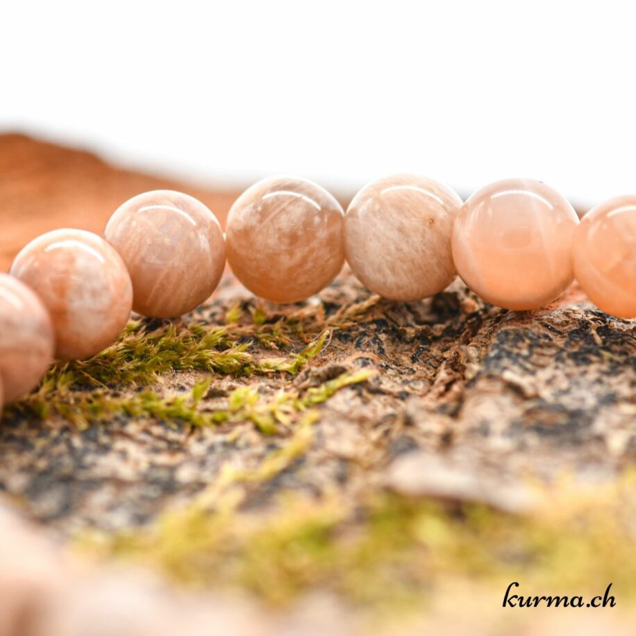 Bracelet Pierre de lune pêche 8mm • Kûrma, shop de minéraux