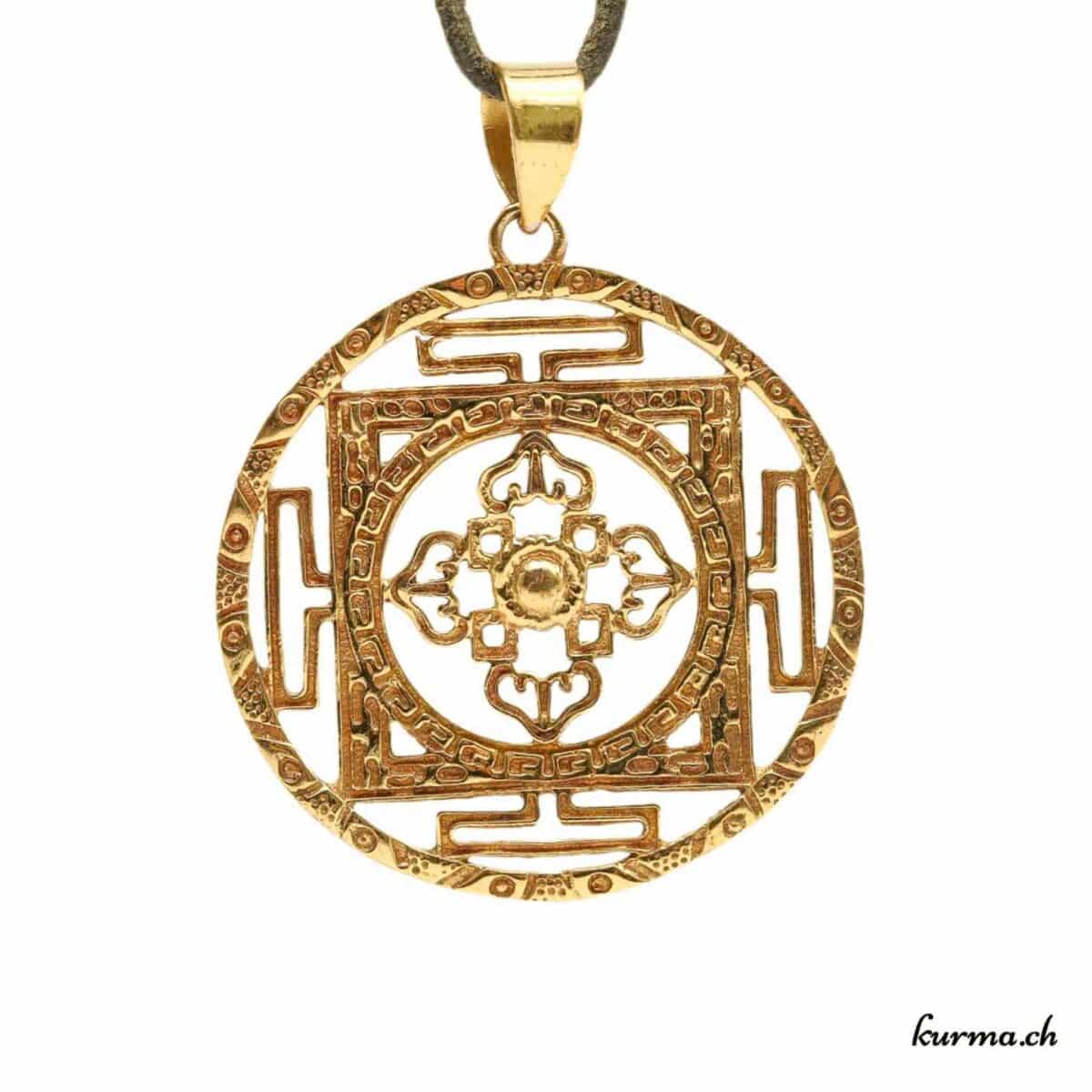 Pendentif avec Kalachakra et Dorje en laiton • Bijou indien