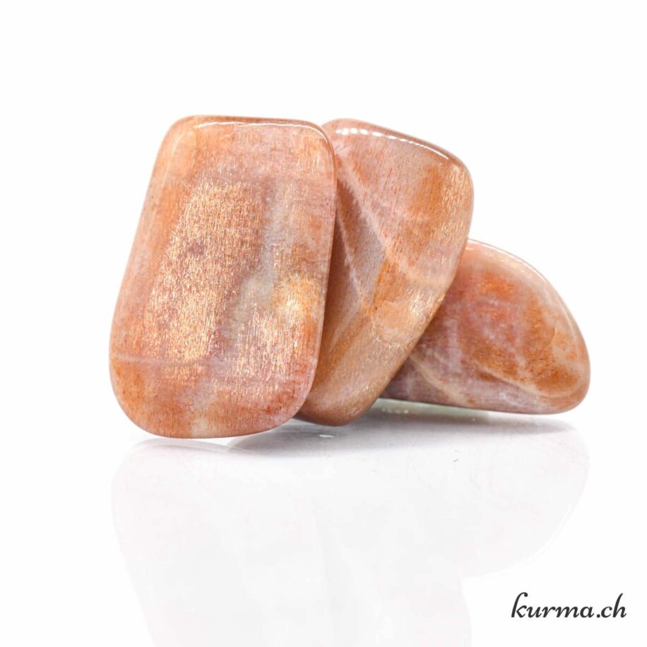 Pierre de Lune pêche reflet doré et argenté - Pierre roulée - Taille M ...