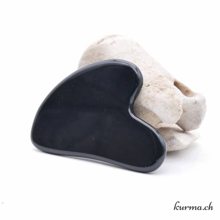 Palme Gua Sha Obsidienne noire 8cm - N°13974 • Kurma.ch