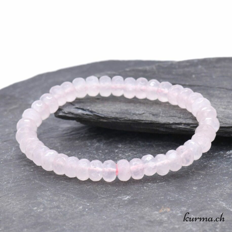 Bracelet Quartz rose rondelles 8mm - Facettes - N°14231 • Kurma.ch