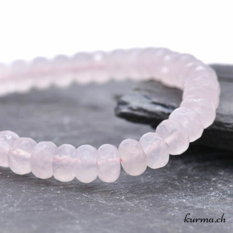 Bracelet Quartz rose rondelles 8mm - Facettes - N°14231 • Kurma.ch