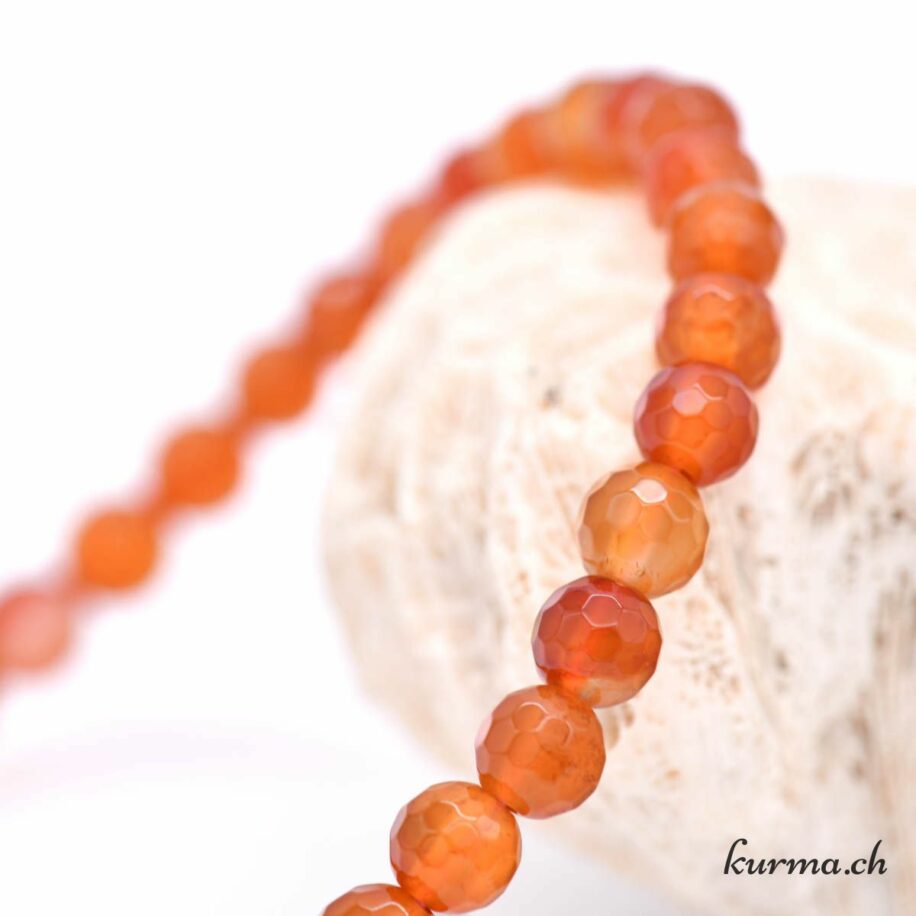 Bracelet Cornaline Agate 6mm - Facettes - N°18768 • Kurma.ch