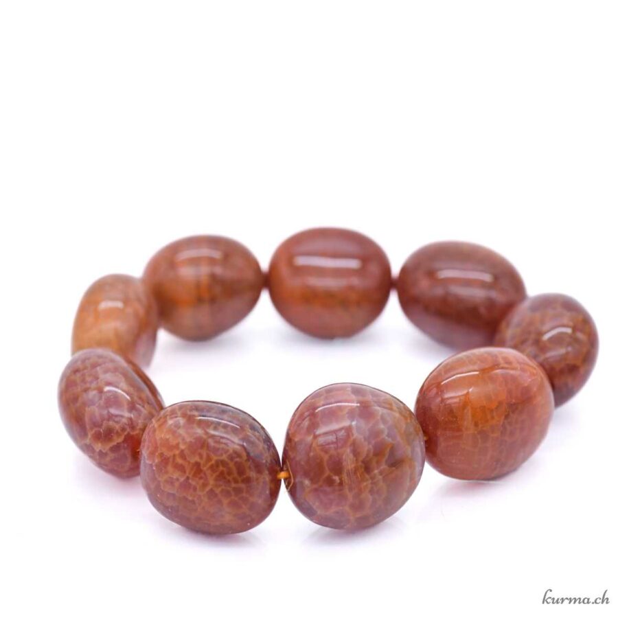 Fire agate tumbled stone bracelet 12x20mm - No. 19775 • Kurma.ch